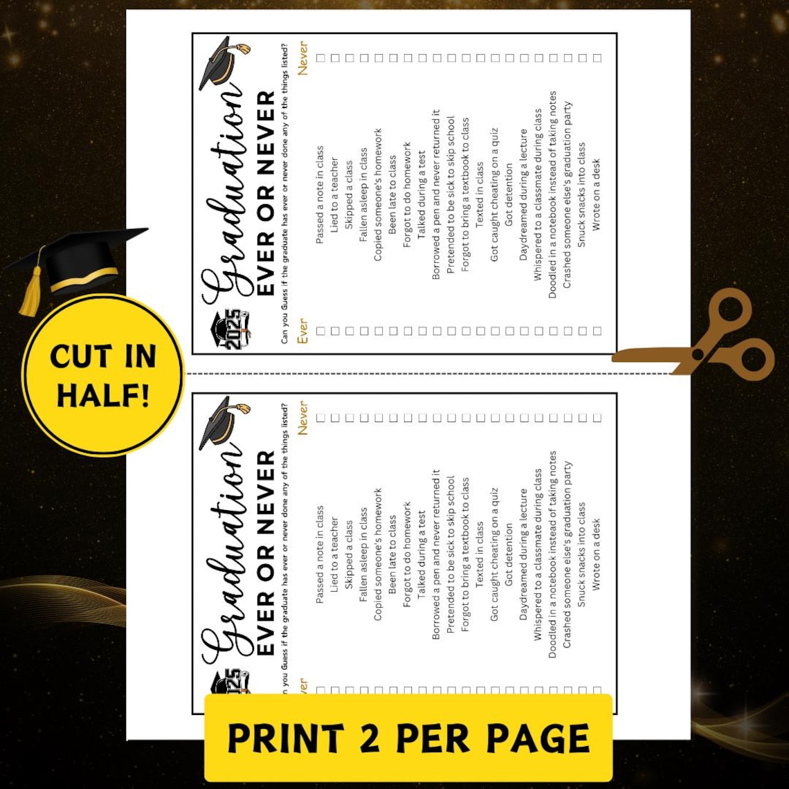 Printable Graduation Game Never Have I Ever, Fun Graduation Party Games ...