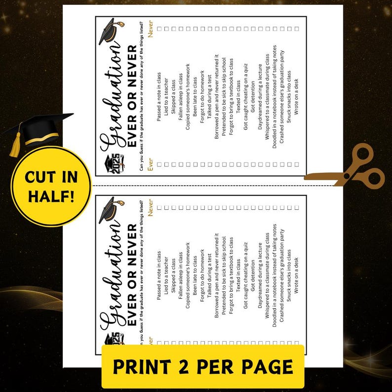 Printable Graduation Game Never Have I Ever, Fun Graduation Party Games ...