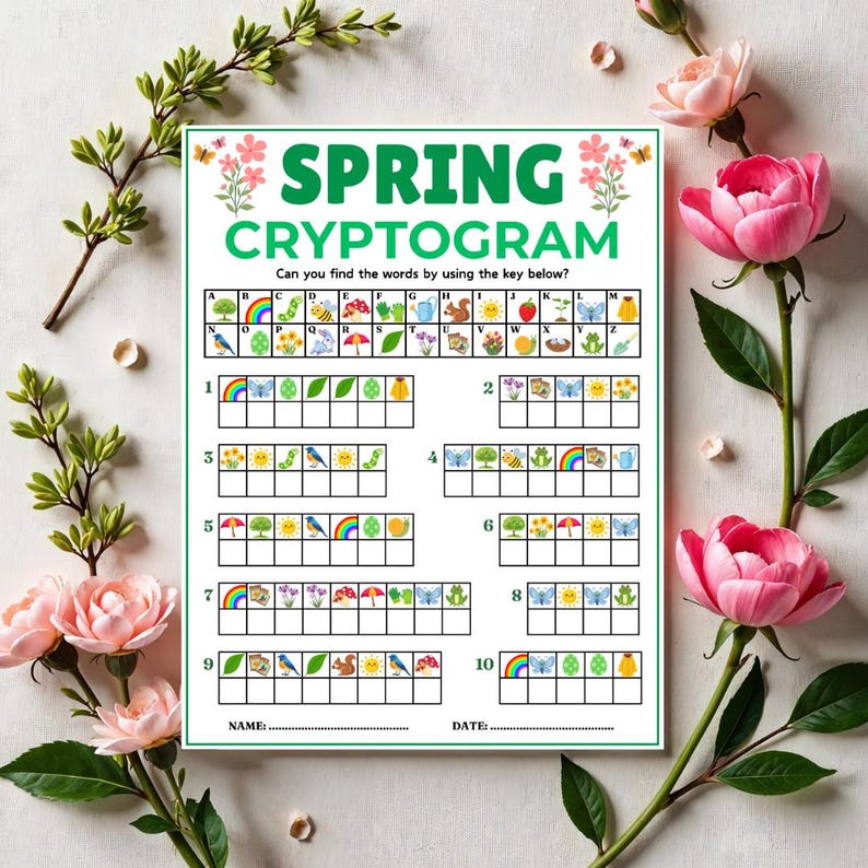 Spring Cryptogram Puzzle, Printable Spring Game for Kids & Adults ...