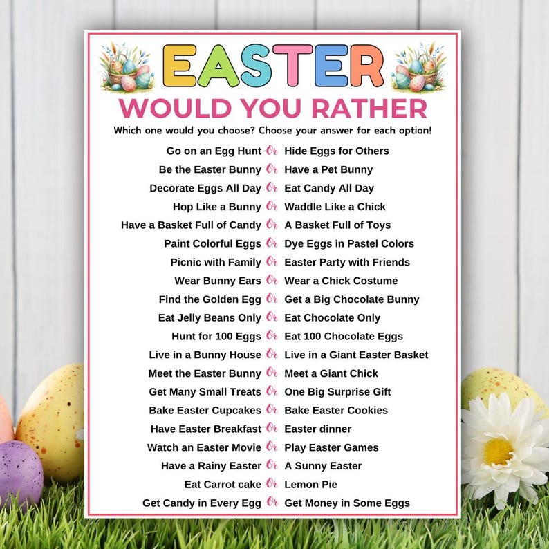Easter Would You Rather Game, Family Easter Game, Printable Easter ...