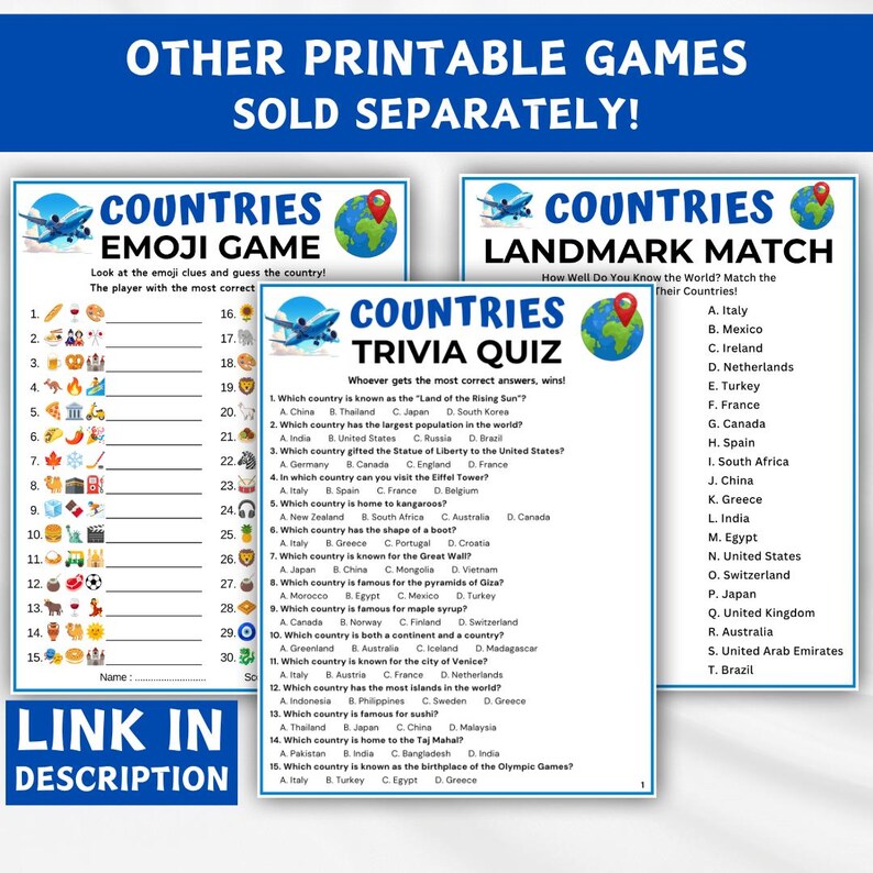 Countries Riddles Game With Answers, Printable Party Game for Kids ...