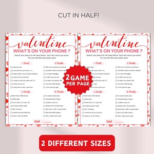 Valentine's Day What's on Your Phone Game, Valentines Printable Games ...