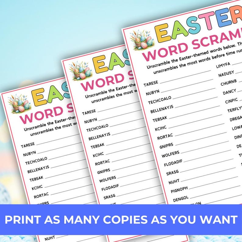 Easter Word Scramble Game, Printable Easter Game, Spring Activity Word ...