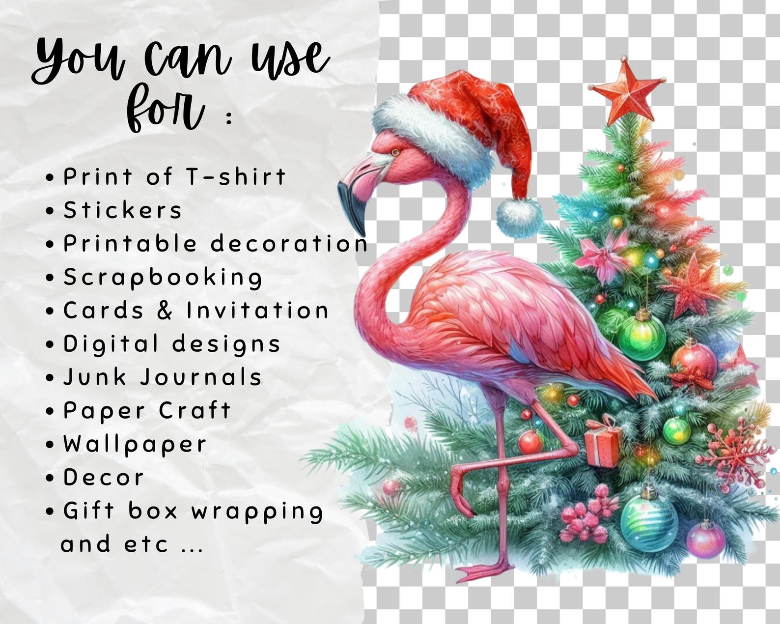 Funny Christmas Flamingo Clipart Bundle, Flamingo Christmas ...