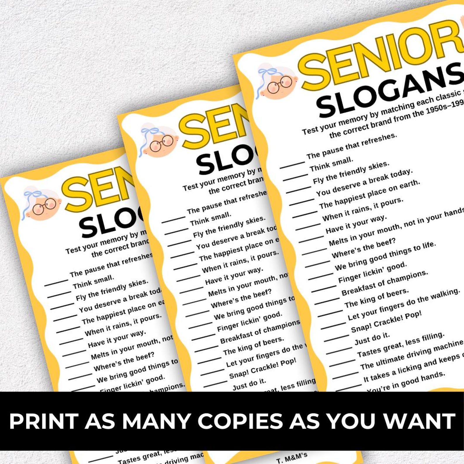 Senior Slogans Game, Senior Party Games, Riddle Quiz, Games for Senior ...