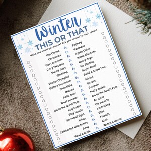 Winter This or That Game, Would You Rather, Printable Winter Games for ...