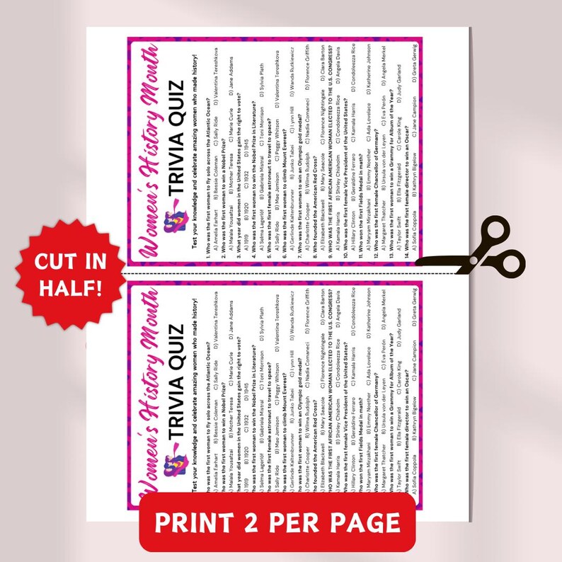 Women's History Month Trivia Game, Famous Women Quiz, Women's Day Quiz ...
