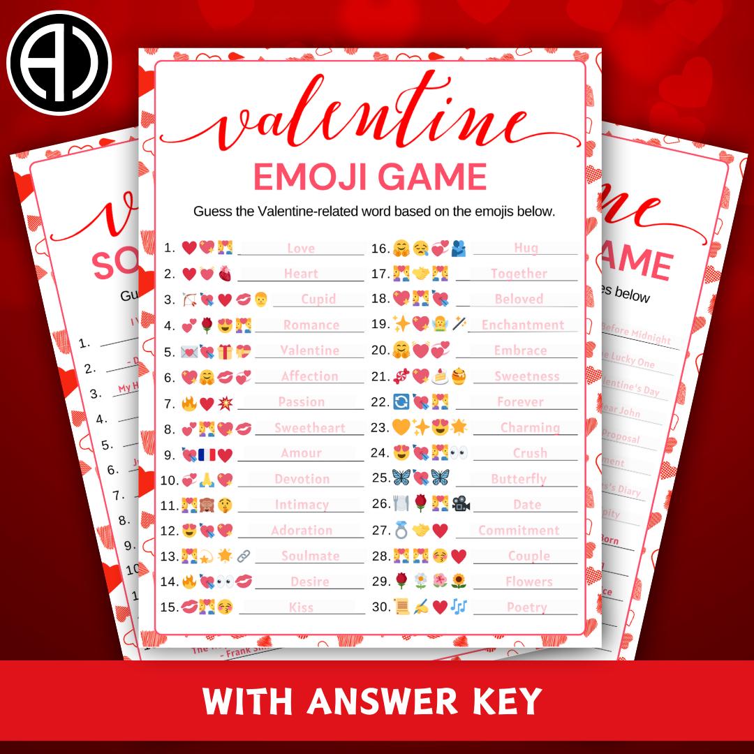 Valentine's Day Emoji Pictionary Bundle, Valentines Emoji Bundle ...