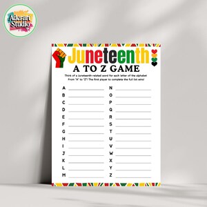 Printable Juneteenth A to Z Game, A-Z Race Game, Juneteenth Games, Fun ...