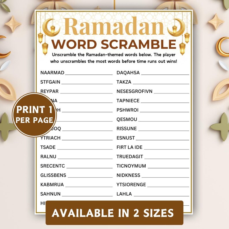 Ramadan Word Scramble Game, Printable Ramadan Game, Ramadan Activity ...