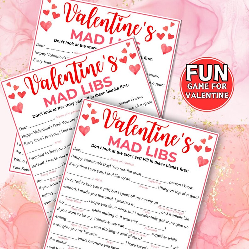Valentine's Day Mad Libs Game, Printable Games for Kids, Children's ...