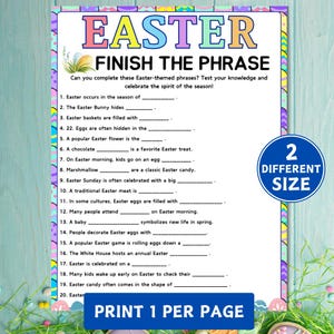 Easter Finish the Phrase Game, Easter Trivia Game, Printable Easter ...