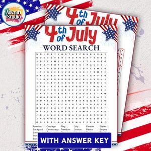 4th of July Word Search Game, Printable Independence Day Party Game ...