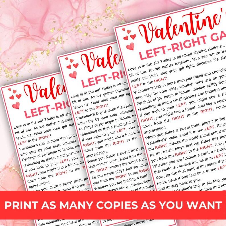 Valentines Day Left Right Game, Printable Valentines Games, Pass the ...