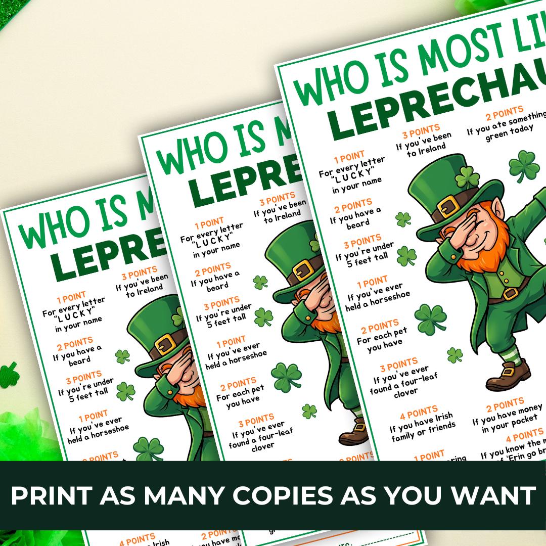 St Patrick's Day Games, Who is Most Like a Leprechaun Game, St Patricks ...