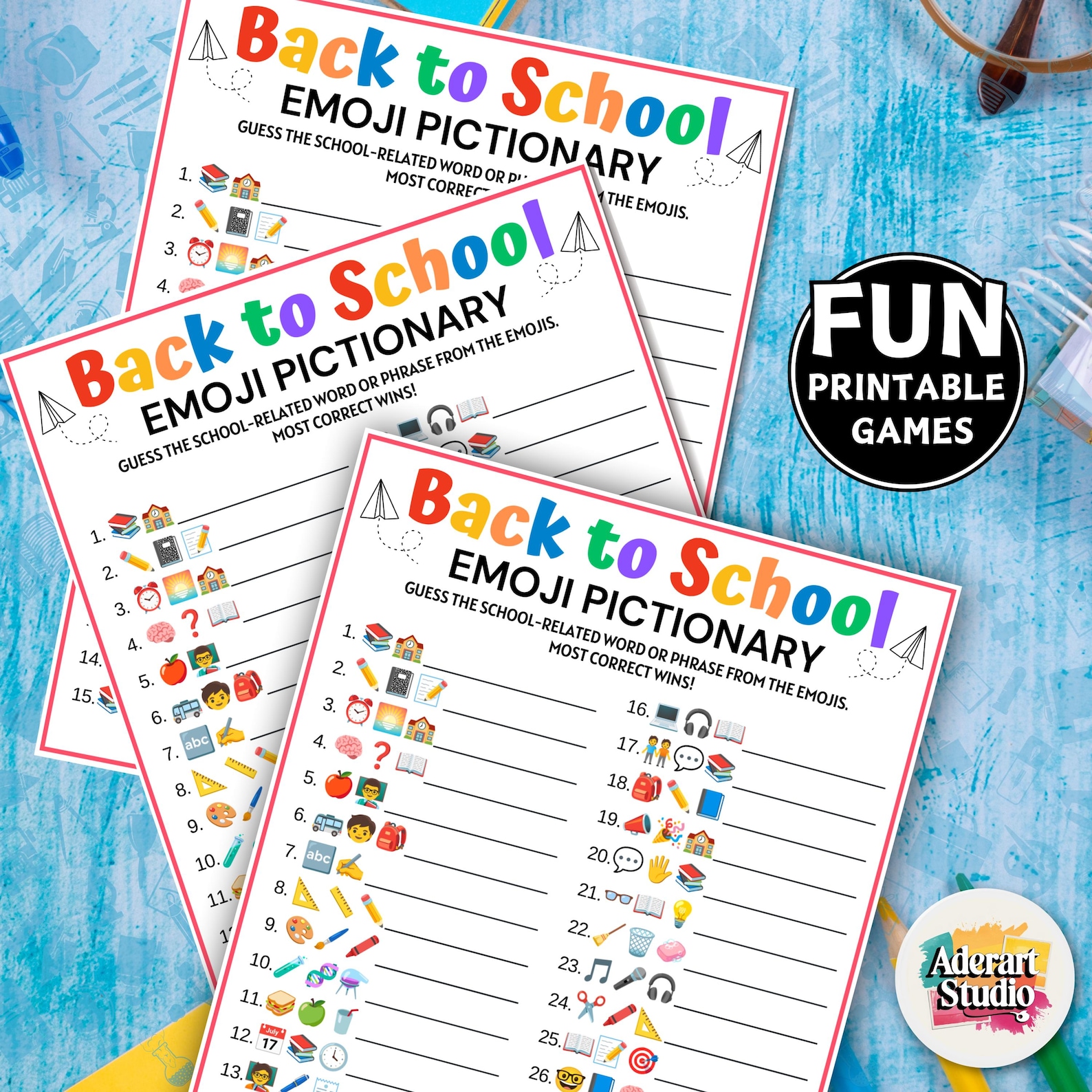 Back to School Emoji Game, Printable School Emoji Quiz, Classroom Party ...