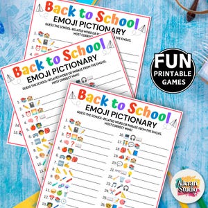 Back to School Emoji Game, Printable School Emoji Quiz, Classroom Party ...
