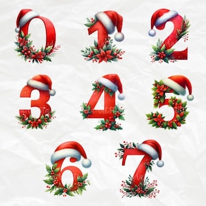 Christmas Floral Alphabet & Numbers Clipart, Christmas Letters ...