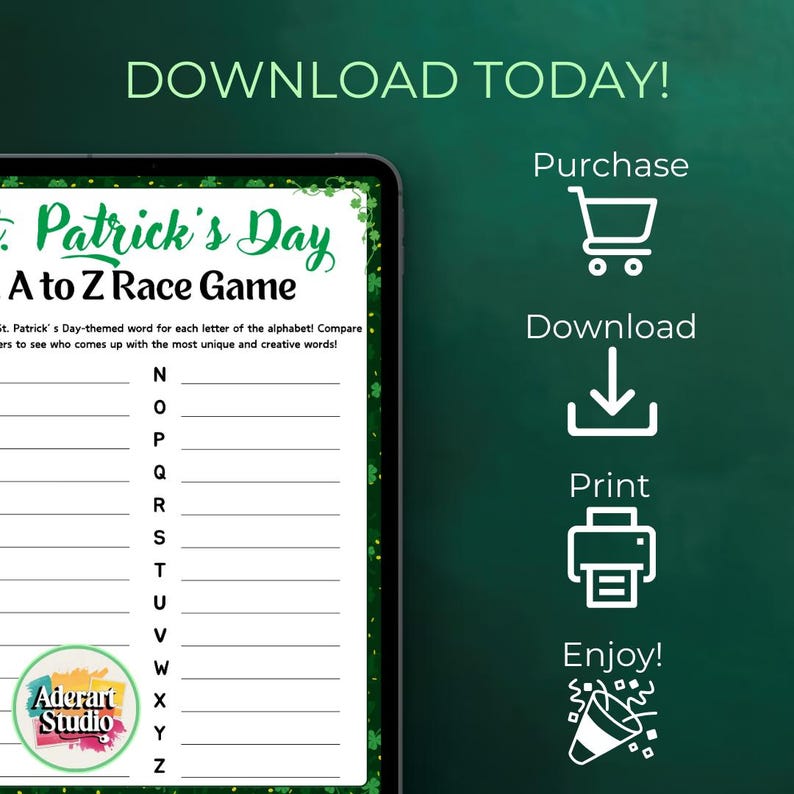 Printable St. Patrick's Day A to Z Game, A-Z Race Game, St Patricks Day ...