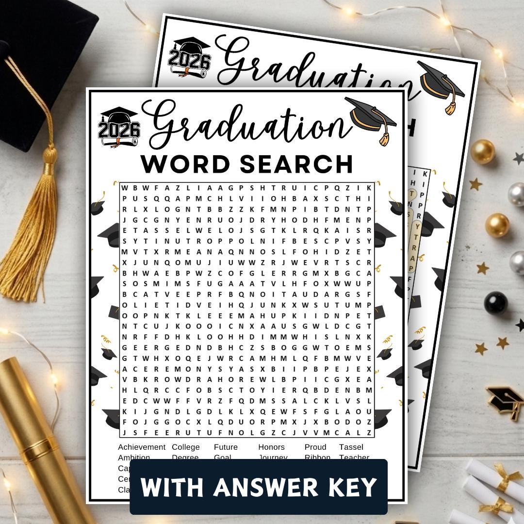 Printable Graduation Word Search Game, Graduation Games, High School or ...