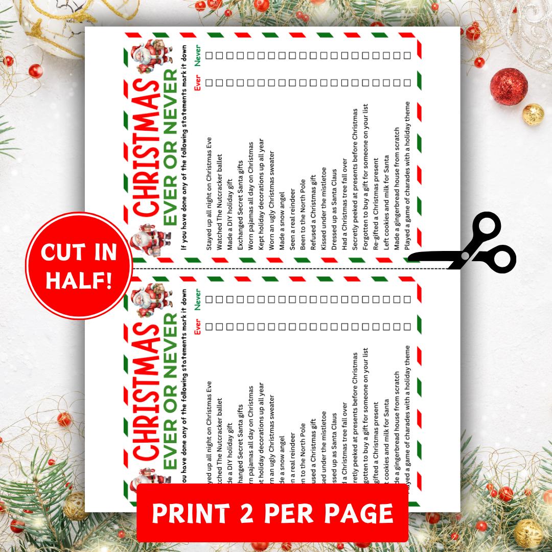 Never Have I Ever Christmas Game, Printable Christmas Game, Xmas Party ...