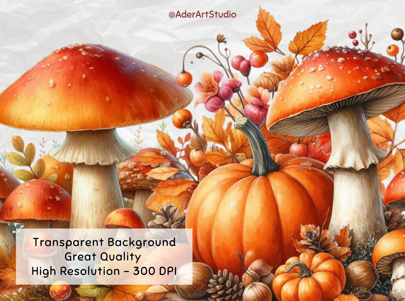 Watercolor Autumn Mushrooms Clipart Bundle, Cozy Fall Mushrooms, Autumn ...