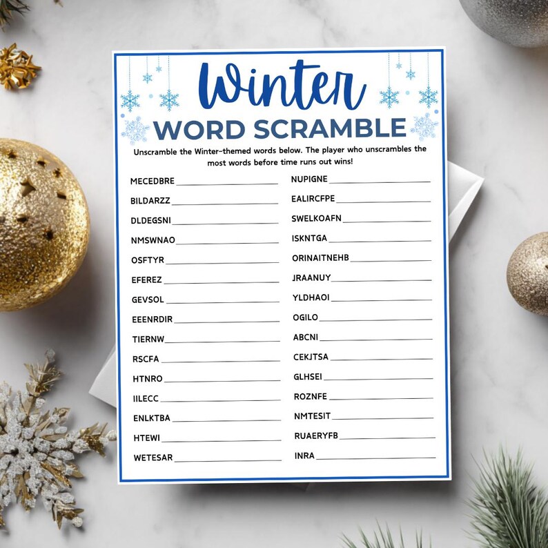 Winter Word Scramble Game, Printable Winter Game, Fun Activity Word ...