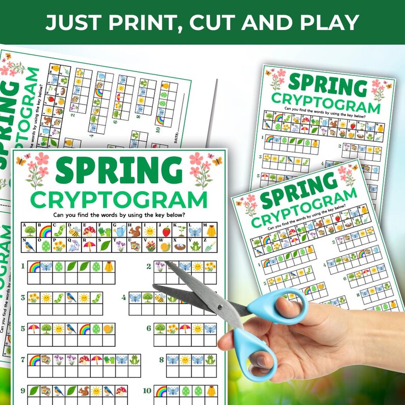 Spring Cryptogram Puzzle, Printable Spring Game for Kids & Adults ...