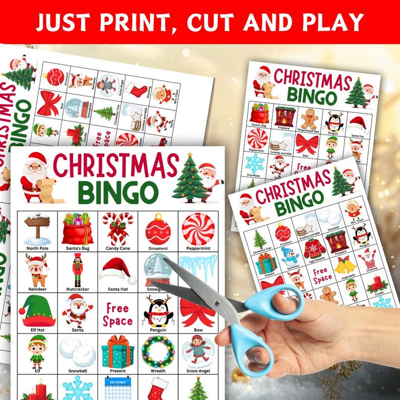 Christmas Bingo, 30 Christmas Bingo Cards, Christmas Party Games ...