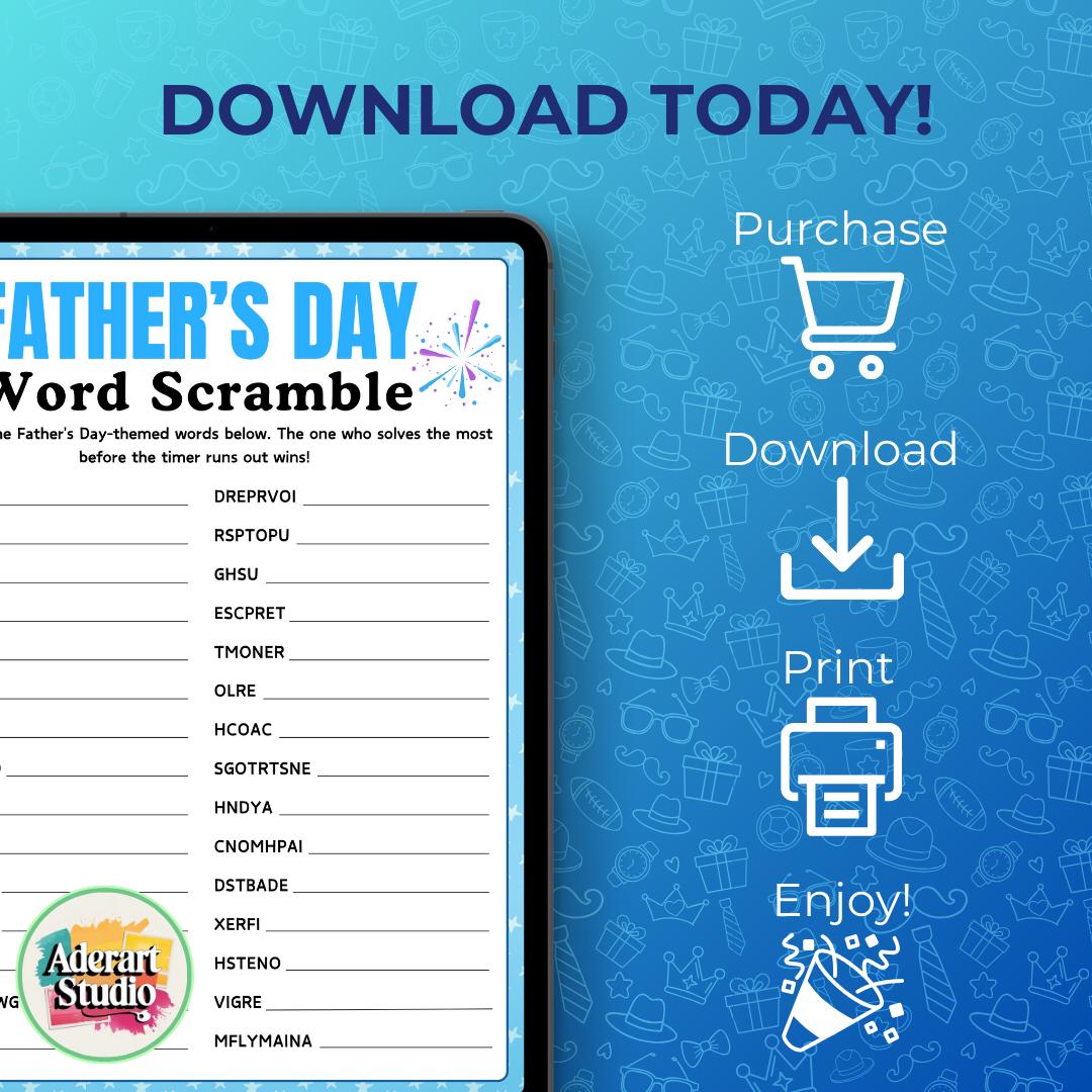 Father's Day Word Scramble Game, Printable Fathers Day Party Games ...