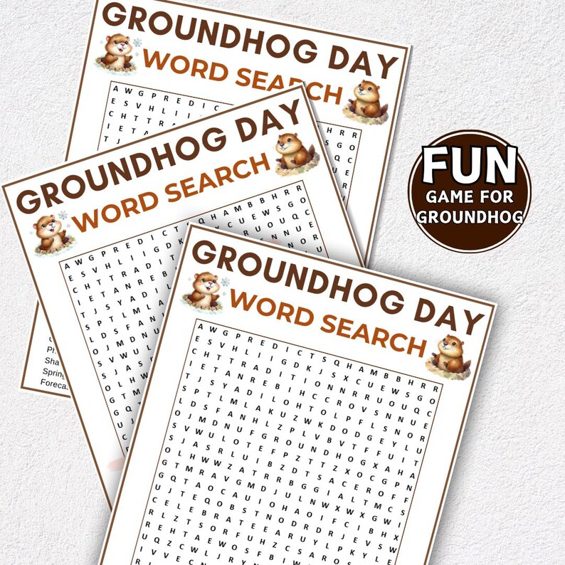 Groundhog Day Word Search Game, Groundhog Day Party Idea, Word Game ...