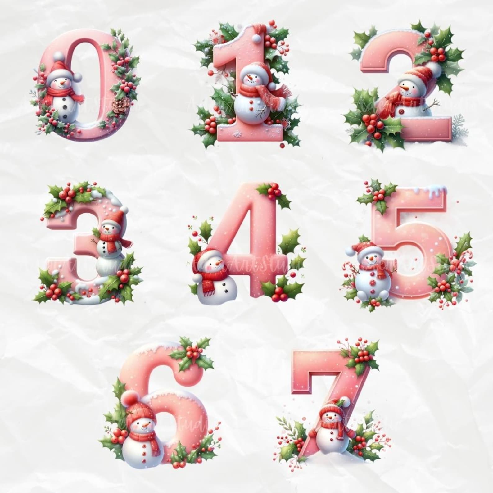 Girly Pink Christmas Snowman Alphabet Clipart Bundle, Christmas Letters ...