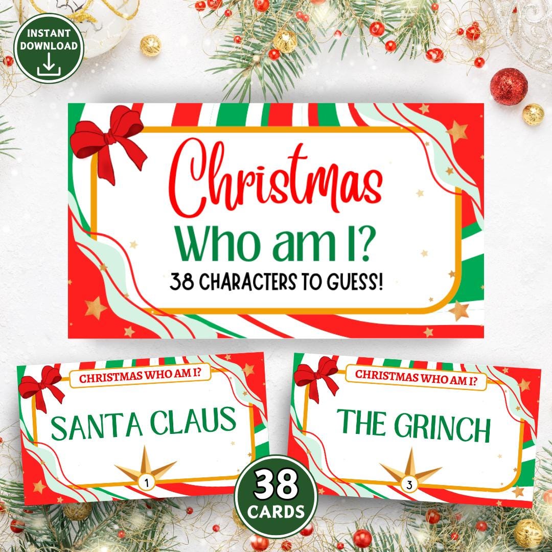 Who Am I Christmas Party Game, 38 Characters to Guess, Printable ...