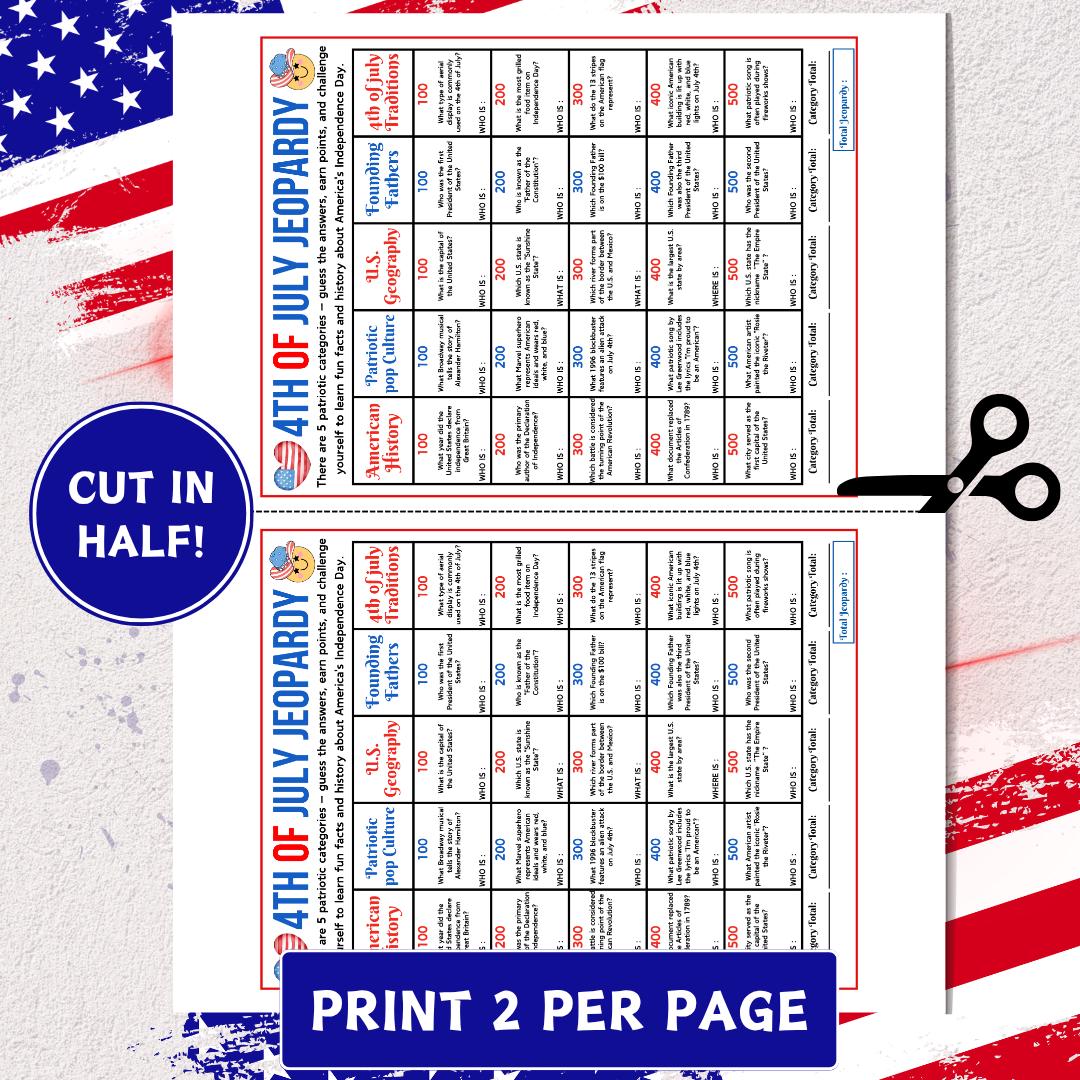 4th of July Jeopardy Game, American Trivia Game, Independence Day Quiz ...