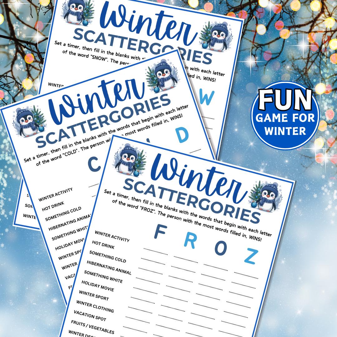 Winter Scattergories Game, Printable Winter Game, 4 Scattergories Lists ...