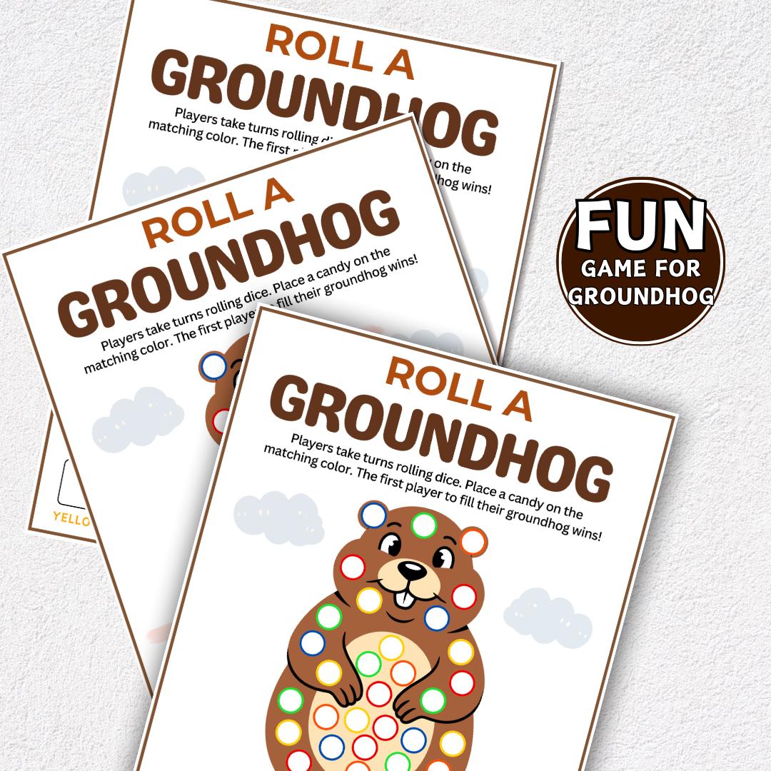 Roll A Groundhog Dice Game, Printable Groundhog Day Game, Group Family ...