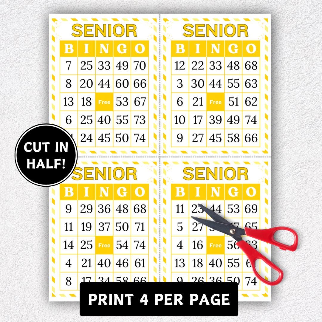 100 Senior Bingo Cards, Printable Activity for Seniors, Bingo Game for ...