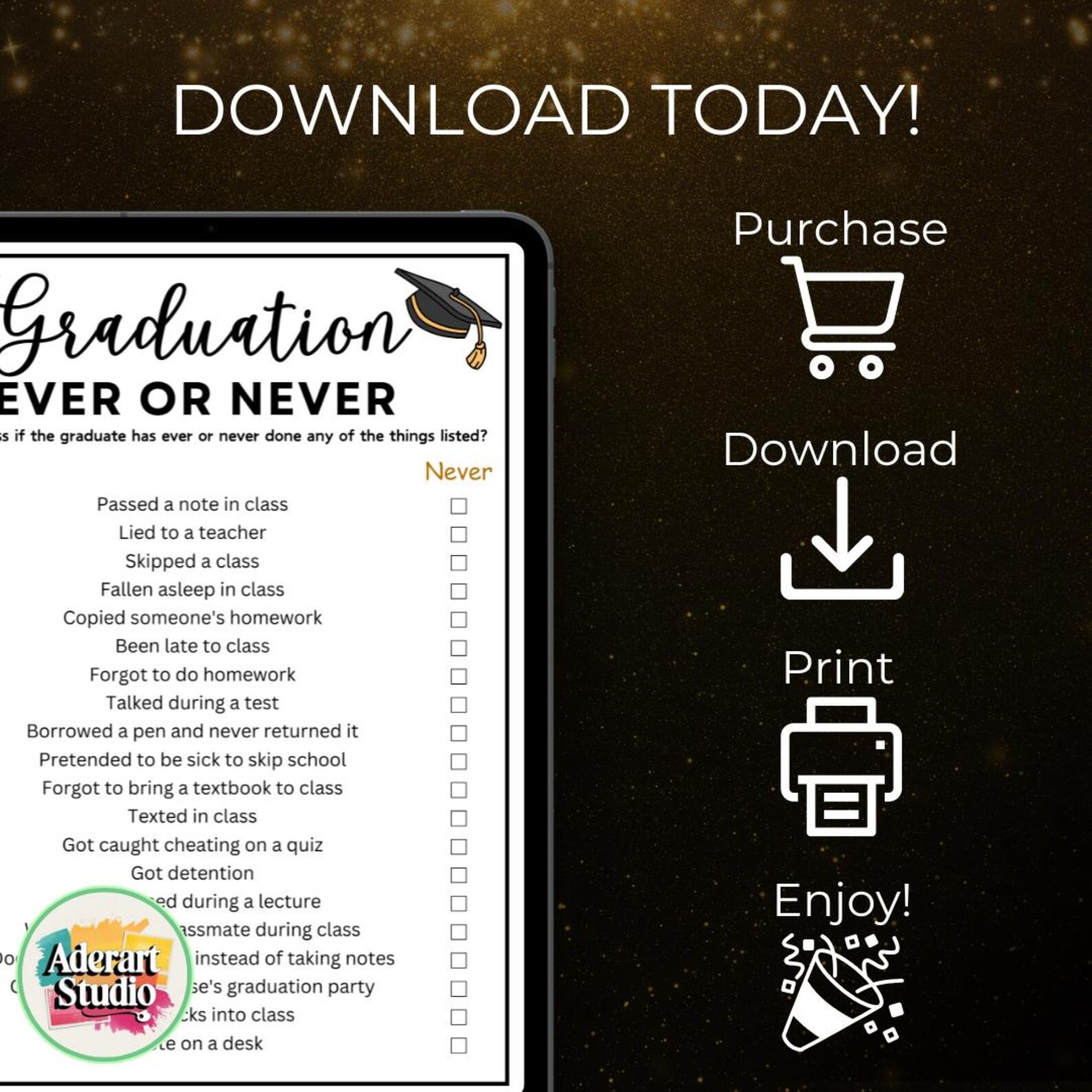 Printable Graduation Game Never Have I Ever, Fun Graduation Party Games ...