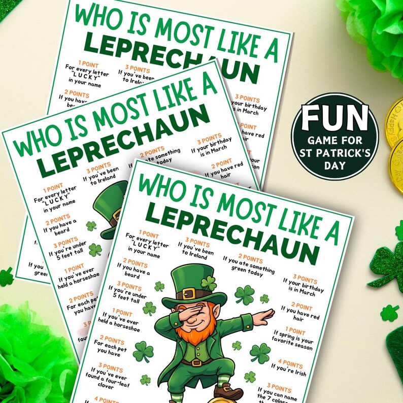 St Patrick's Day Games, Who is Most Like a Leprechaun Game, St Patricks ...