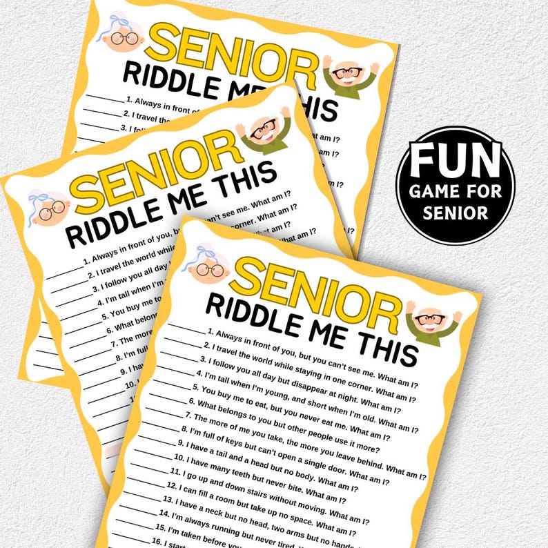 Senior Riddles Game, Senior Party Games, Riddle Quiz, Games for Senior ...