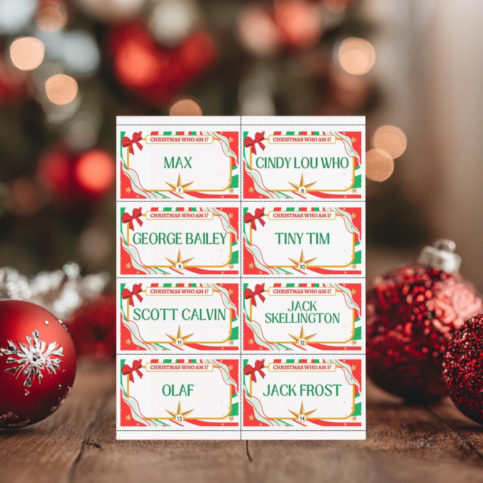 Who Am I Christmas Party Game, 38 Characters to Guess, Printable ...