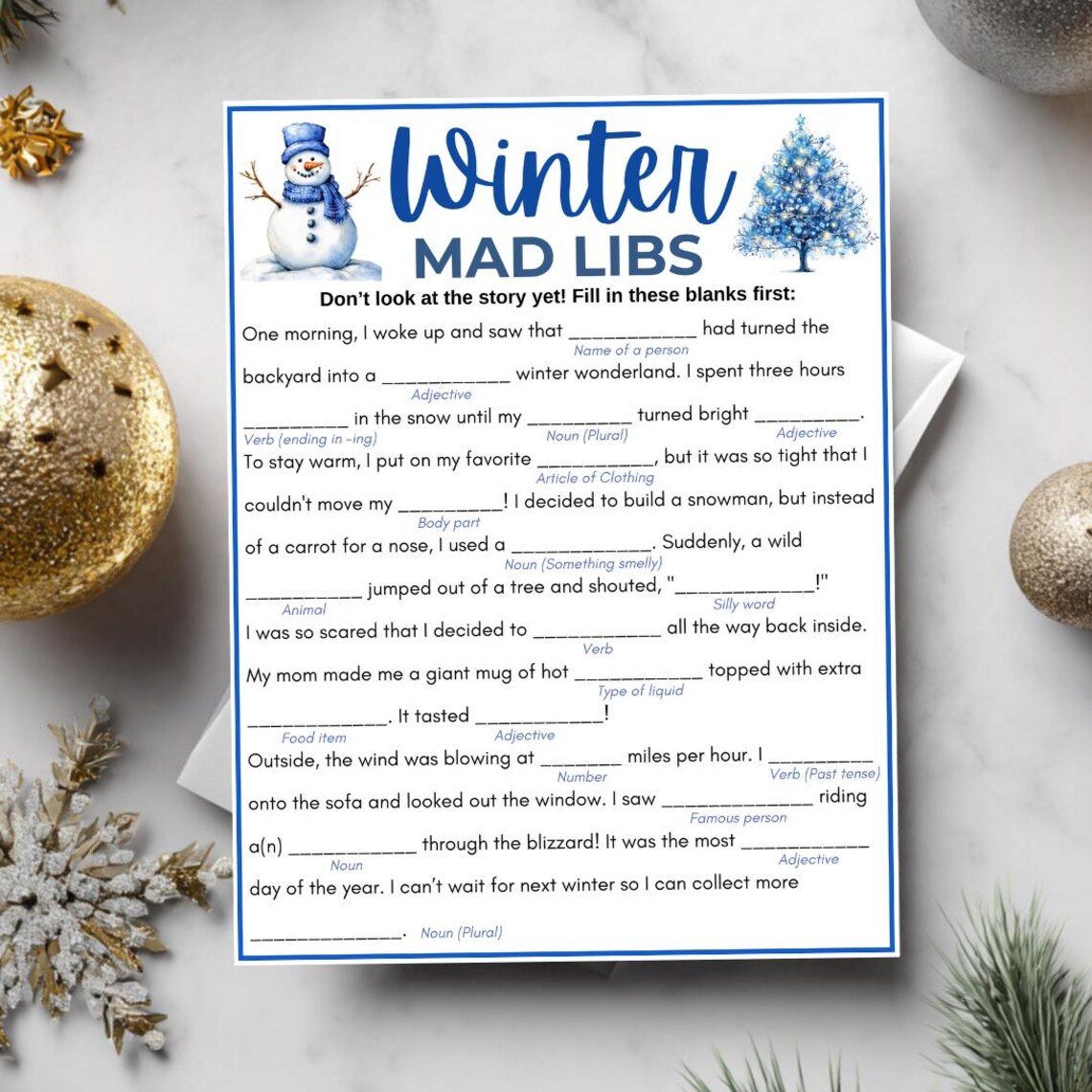 Winter Mad Libs, Printable Winter Game, Winter Party Games, Office ...