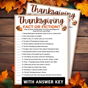 Thanksgiving Fact or Fiction Game, Thanksgiving Printable Games ...