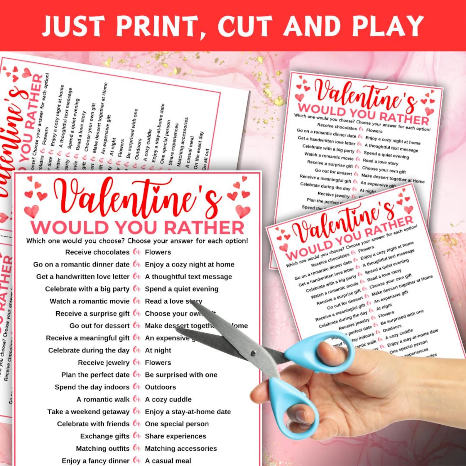 Valentine's Day Would You Rather Game, Printable Valentine's Game ...