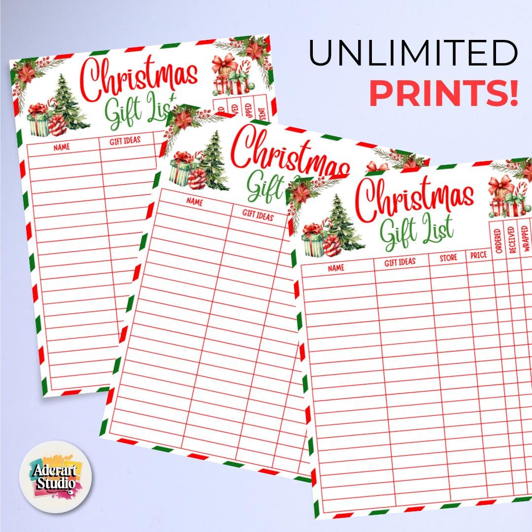 Printable Christmas Shopping List for Kids, Christmas Gift List ...