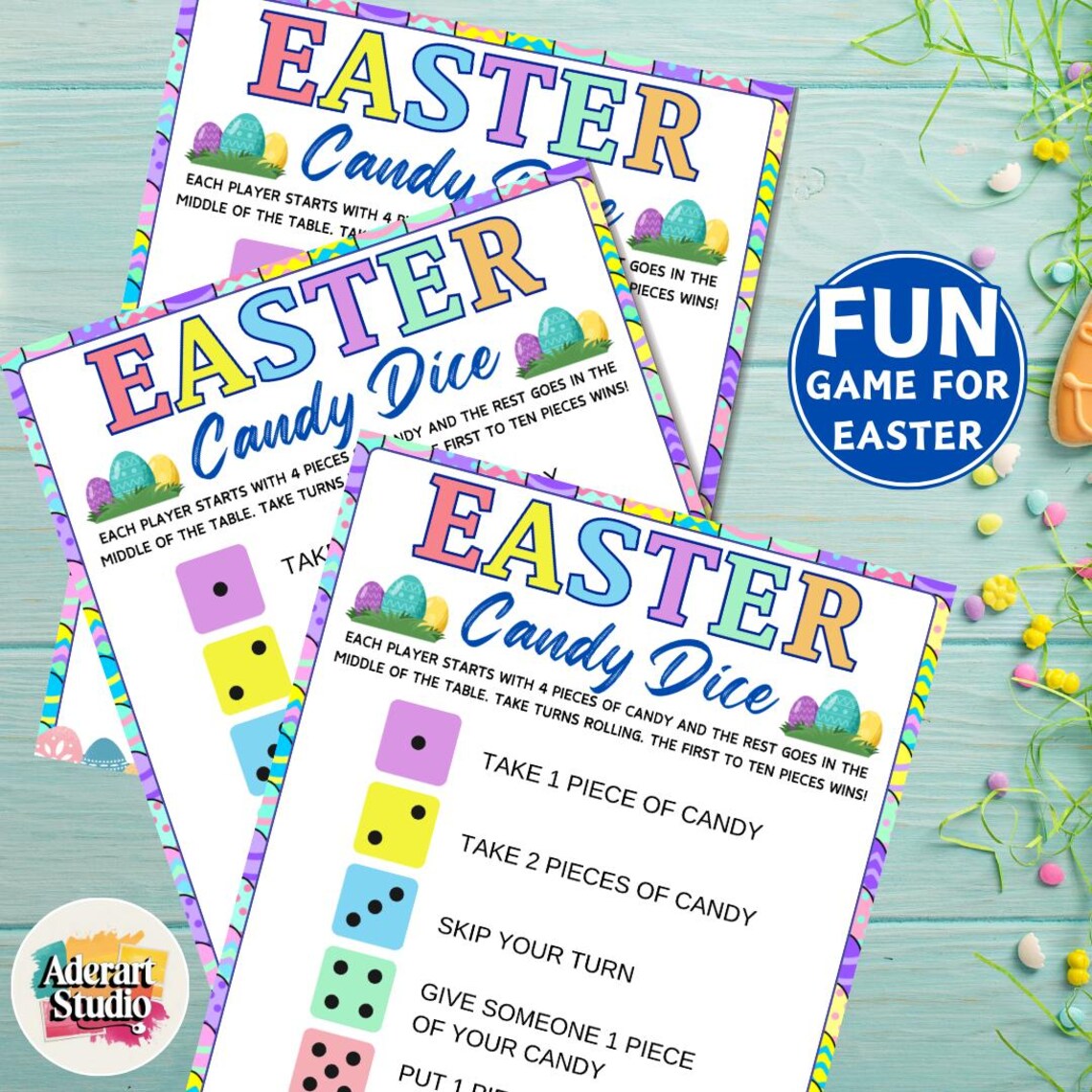 Printable Easter Candy Dice Game, Pass the Candy Game, Fun Easter Party ...