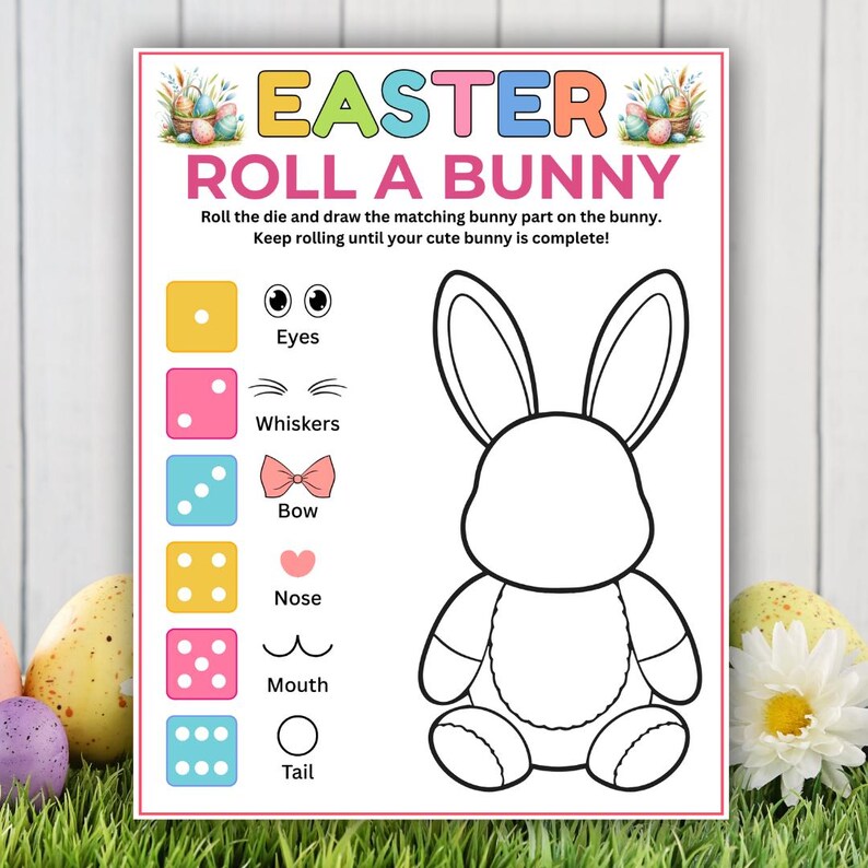 Easter Roll A Bunny Game, Easter Dice Game, Easter Party Games, Easter ...