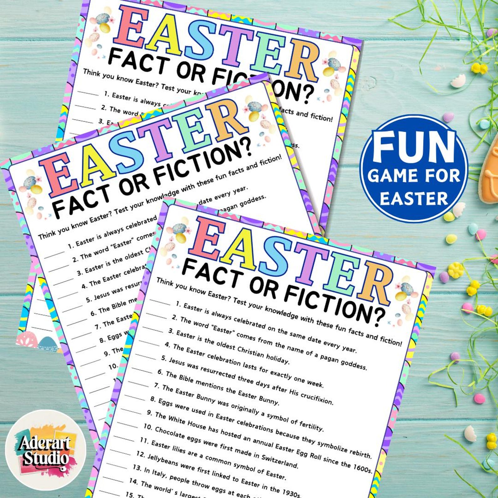 Easter Fact or Fiction Game, Printable Easter Fact Quiz, Easter Trivia ...