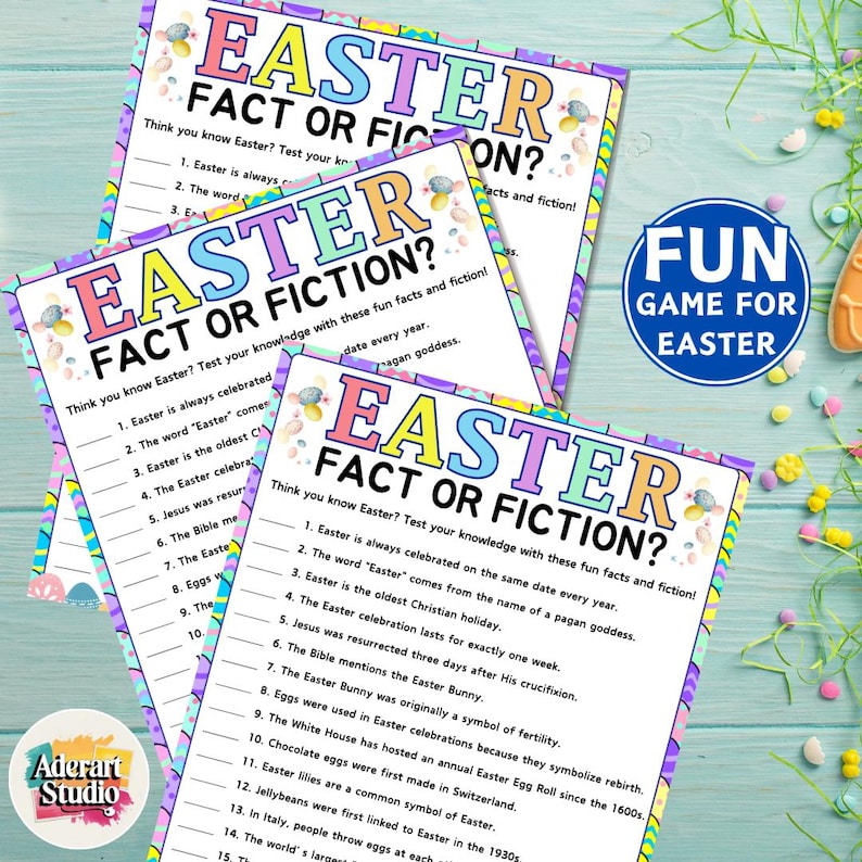 Easter Fact or Fiction Game, Printable Easter Fact Quiz, Easter Trivia ...