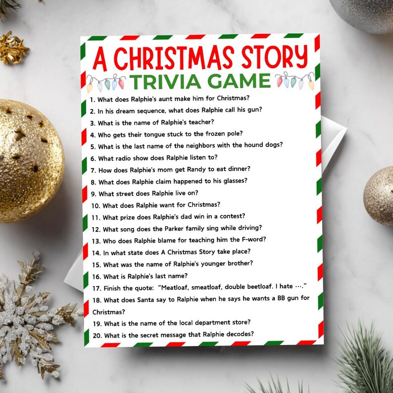 A Christmas Story Trivia Game, Christmas Printable Game, Xmas Movie ...